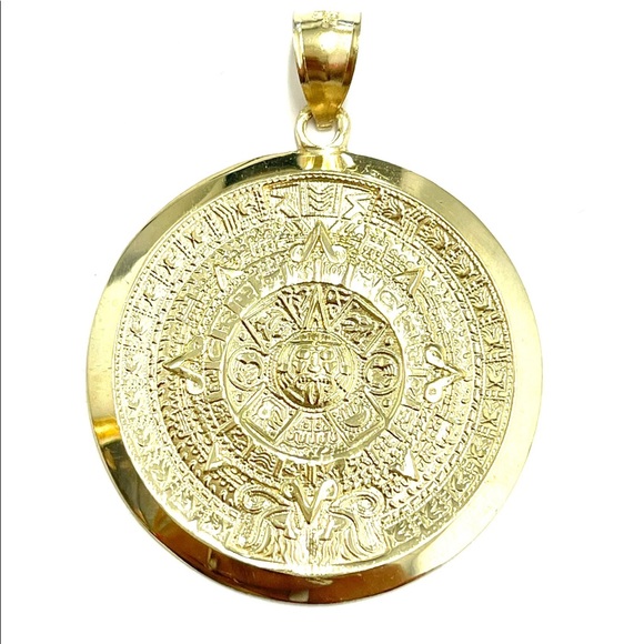 Jewelry | 1kt Gold Aztec Calendar Charm Pendant | Poshmark